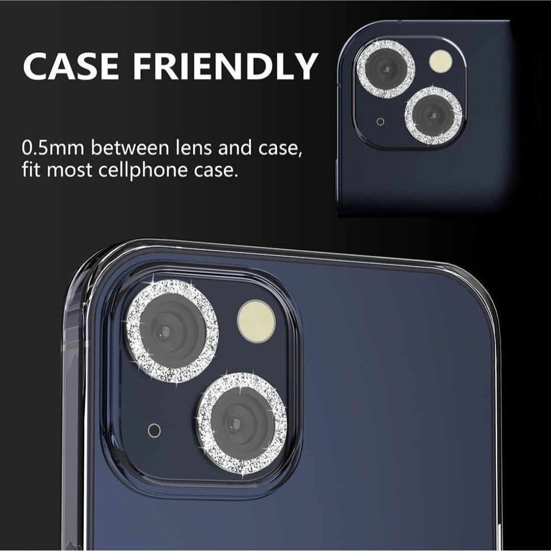 Set 2 protectii sticla camera foto cu diamante, culoare gri ...