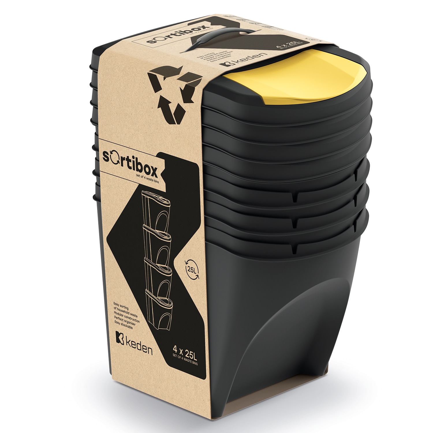 Комплект кошове за разделно събиране Prosperplast, Sortibox, 4 броя ...