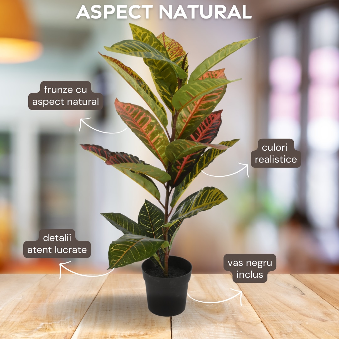 Planta Artificiala Calathea, Azay Design, cu frunze colorate realistic ...