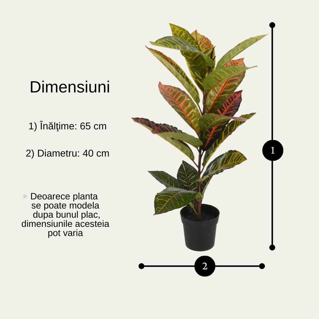 Planta Artificiala Calathea, Azay Design, cu frunze colorate realistic, materiale de calitate ...