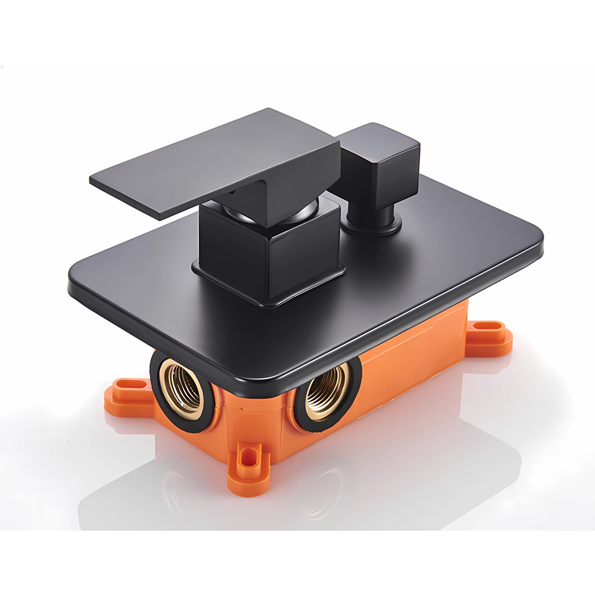 Set de dus Incastrat in perete, cu para patrata 30x30 cm, negru, cu 3 ...