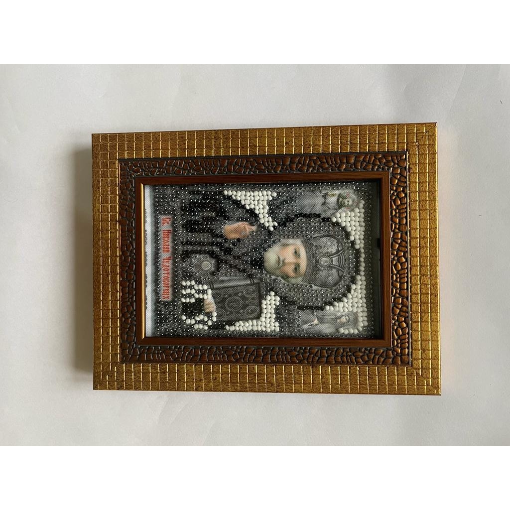 Tablou Icoana Sfant 17x13 cm, panza cusuta cu 700 de margele, inramata ...