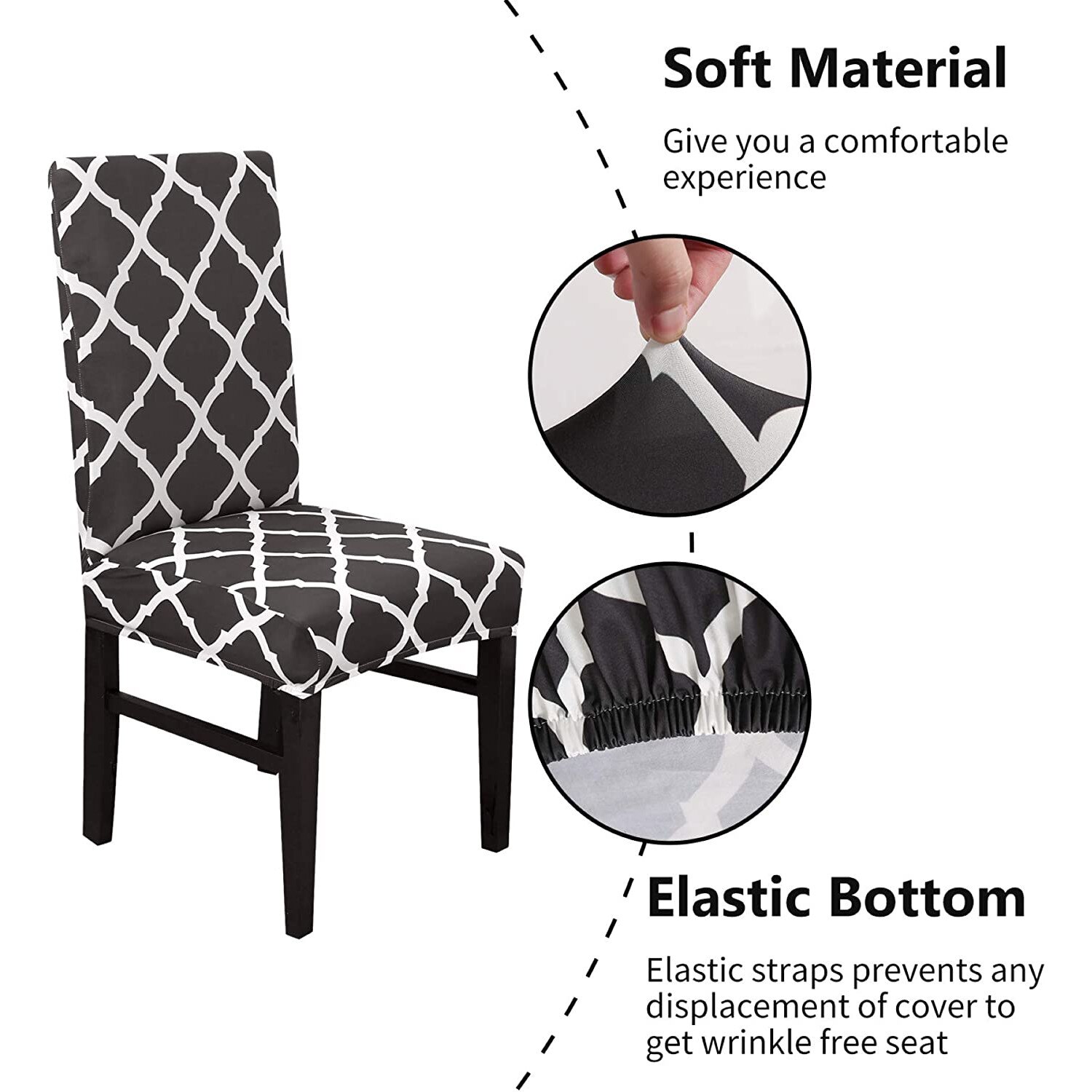 Set 4 huse pentru scuane, JRing, Poliester, Elastice, Alb/Negru - eMAG.ro