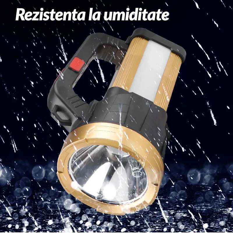 Lanterna Led 10W cu acumulator, incarcare USB, lumina laterala ...