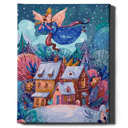 Set pictura pe numere, Basm de iarna, 40 x 50 cm, Panza, Multicolor, 14 ...