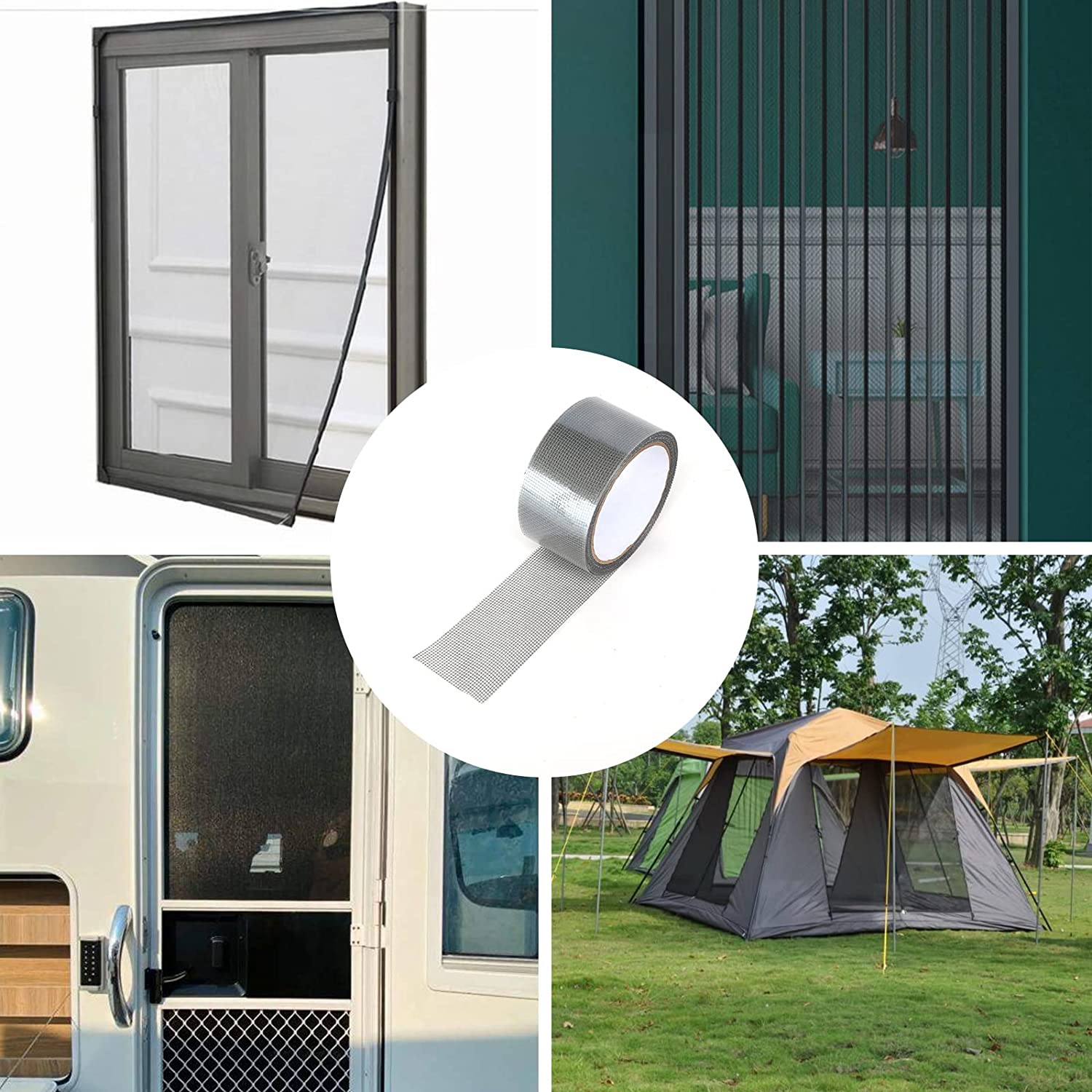 Banda autoadeziva pentru reparare plasa insecte, rezistenta la apa, gri ...