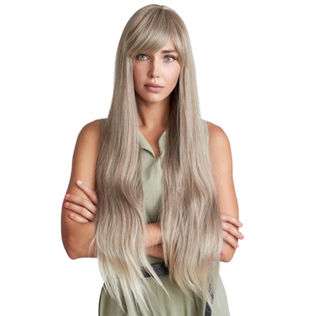 Peruca din par natural Myra, Buenobia, Platinum - eMAG.ro