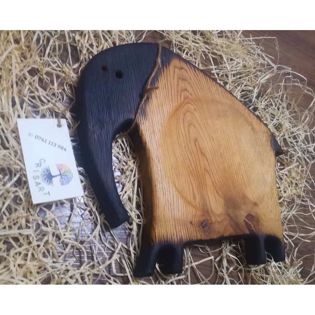 Tavita din lemn pentru copii, Elefant, 26 x 26 cm, handmade, CrisART ...