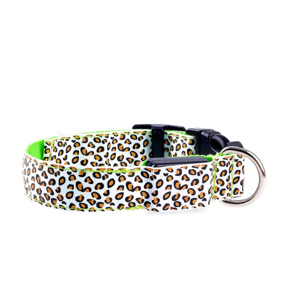 Zgarda LED pentru caini si pisici, model leopard, 40 cm, marimea M, alb ...