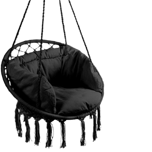 Scaun suspendat cu perna tip cuib cu spatar negru iMK®, sarcina maxima ...