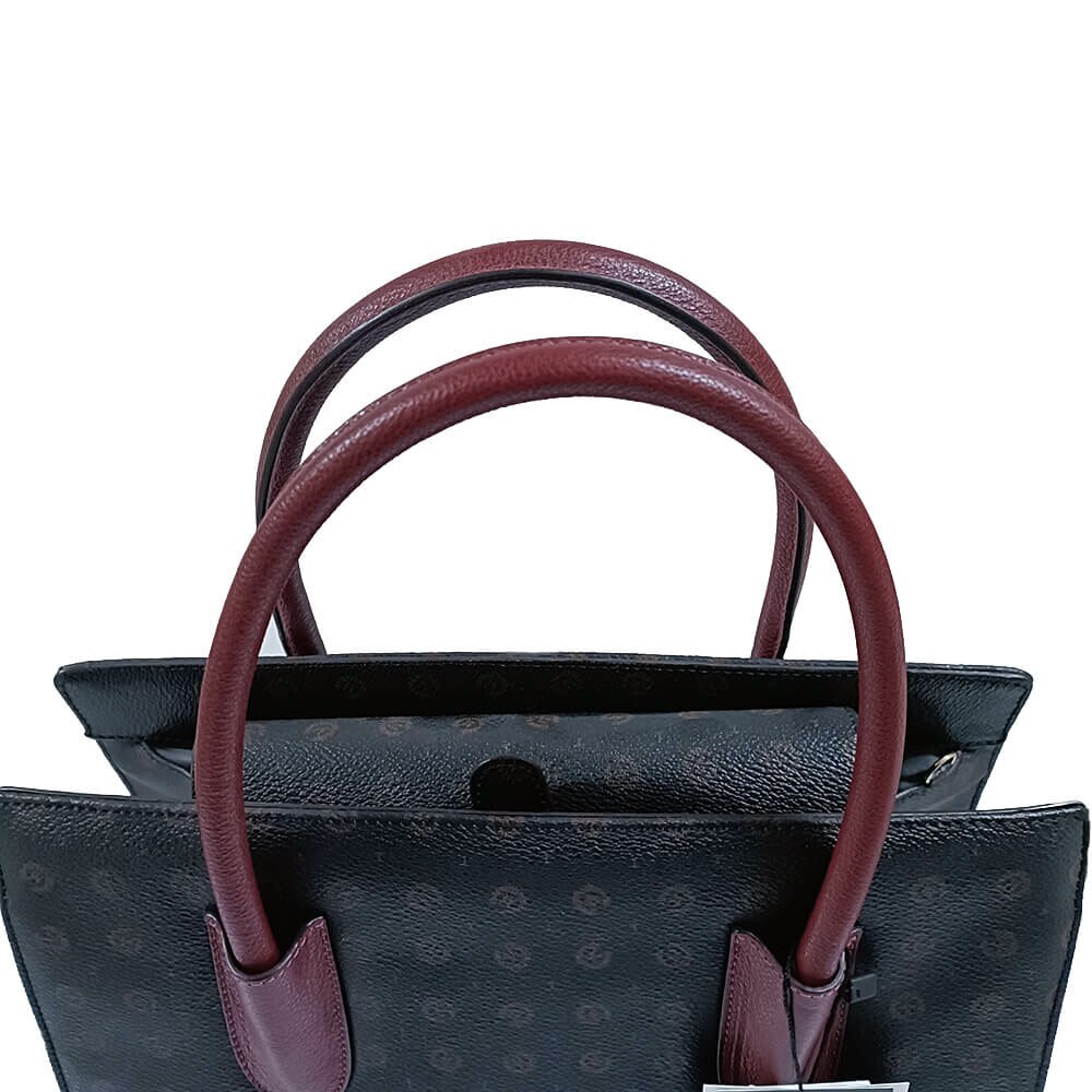 Geanta Dama Canvas si Piele Naturala, Maro Inchis cu Violet 3101 - eMAG.ro