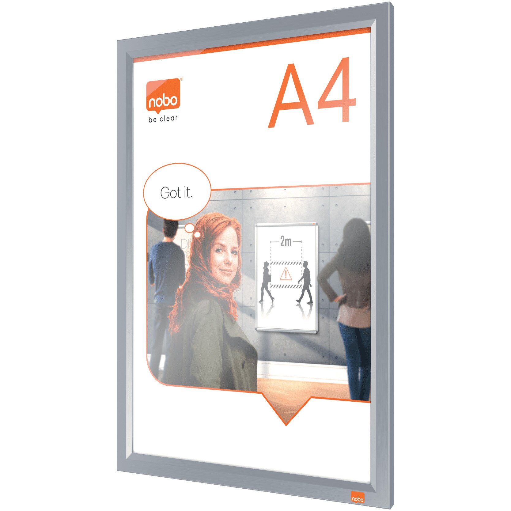 Rama pentru perete NOBO Impression Pro, aluminiu, cu clip, A4, gri ...