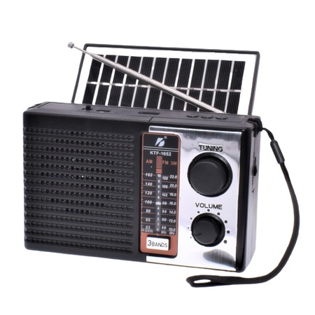 Radio Portabil Cu Panou Solar, Acumulator 1200mAh, FM/AM/SW, Bluetooth ...