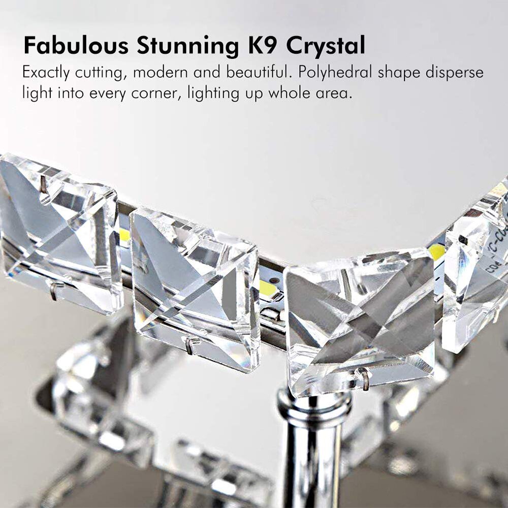 Set 2 lampi de tavan cu LED-uri de cristal, Goeco, Patrat, Lluminat ...