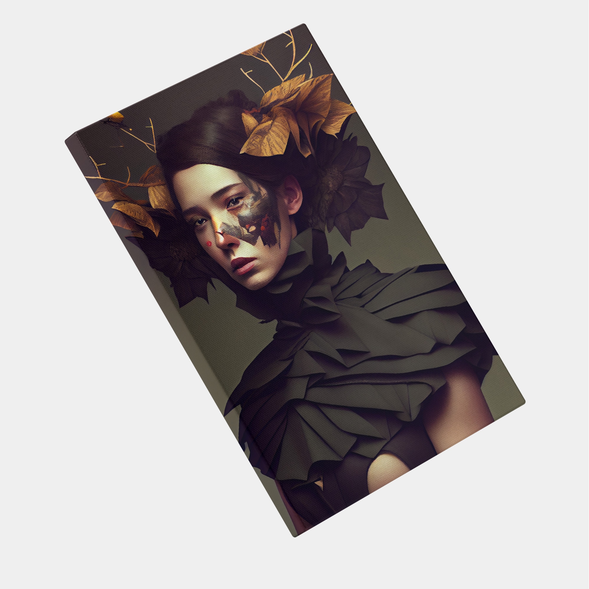 Tablou Canvas Portret Femeie Copac, Par Brunet, Razboinica, Frunze De ...