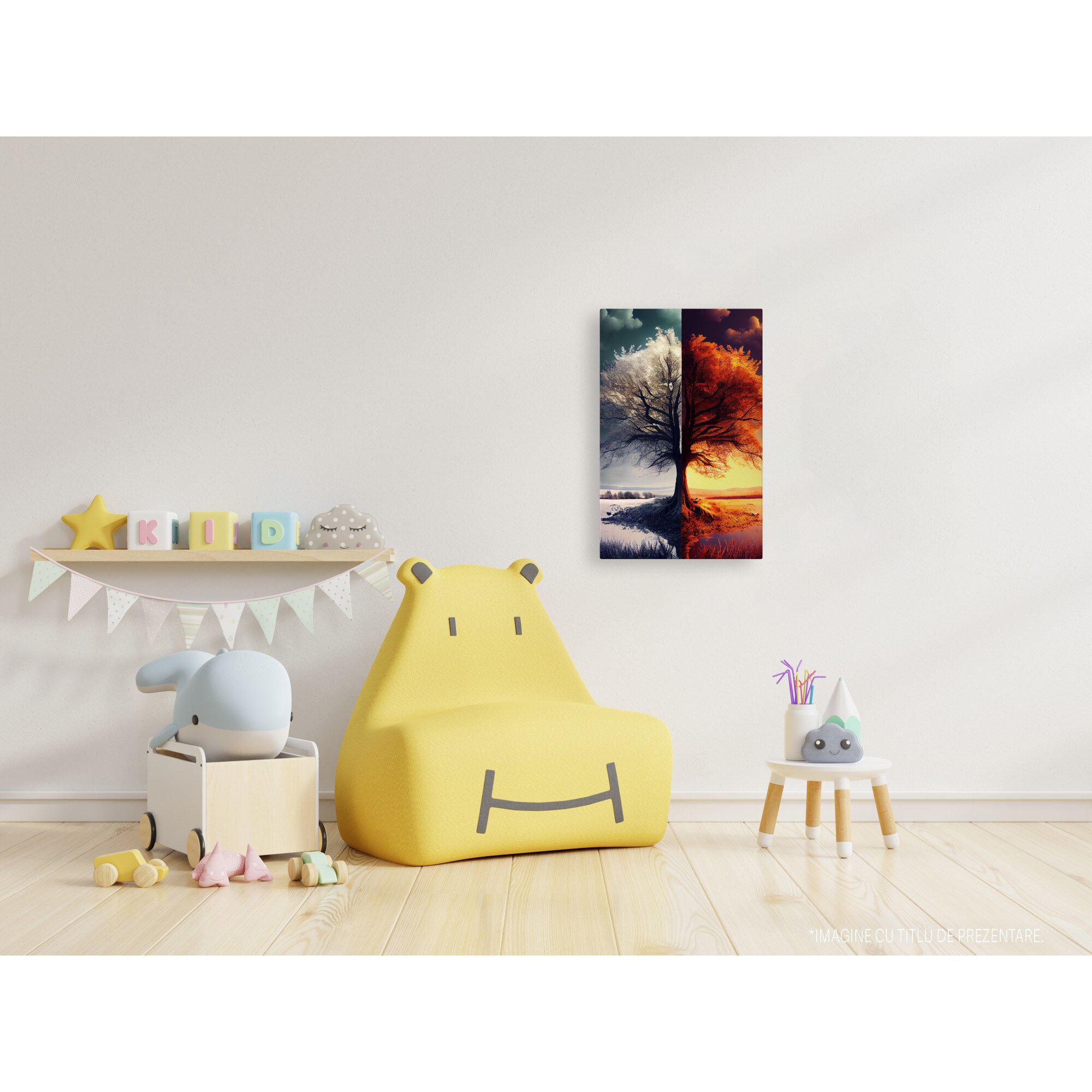 Tablou Canvas Copac, Cele 4 Anotimpuri, Frumusetea Naturii, Pajiste ...