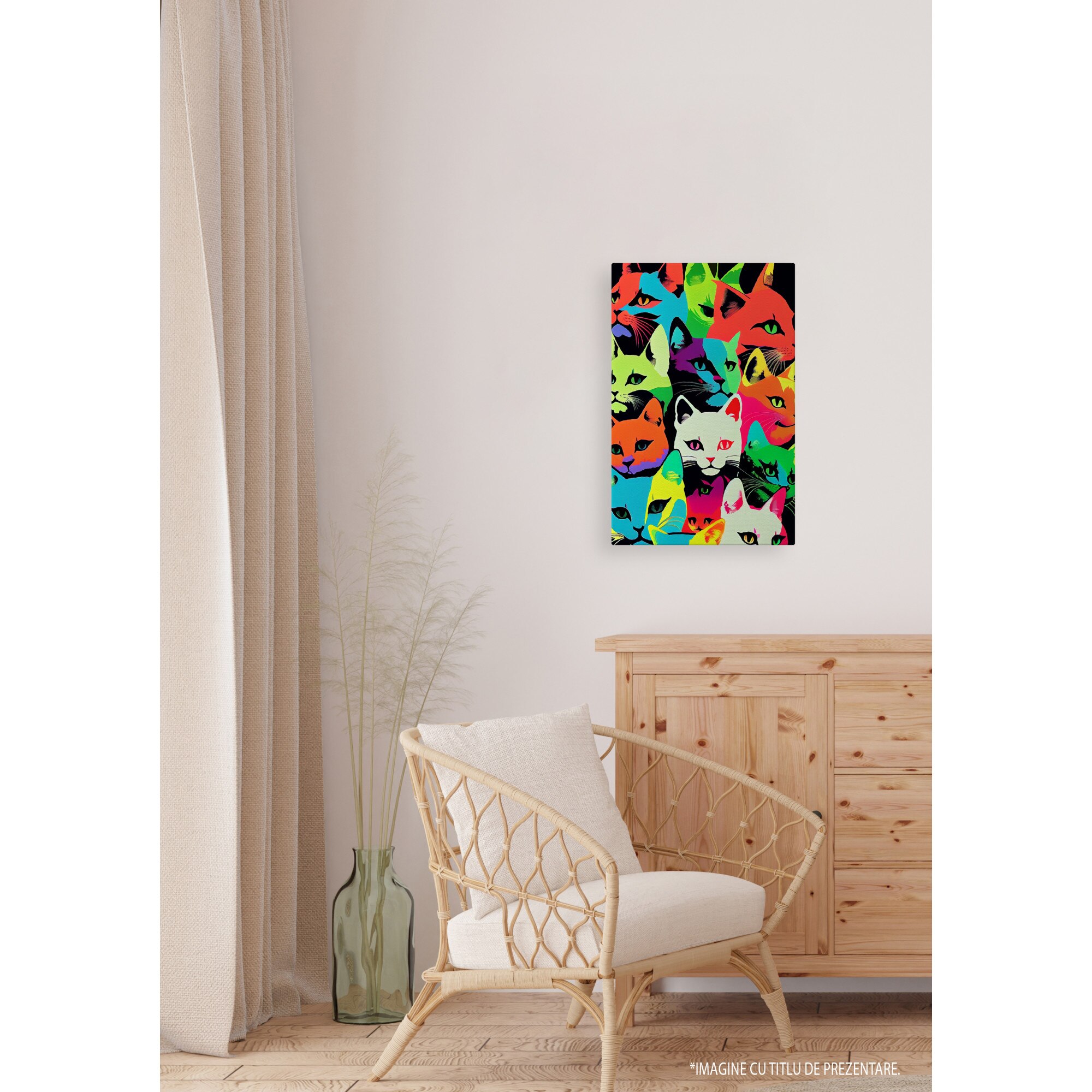 Tablou Canvas Pisici Cu Colorate, Camera Copiilor, Motani, Desene ...
