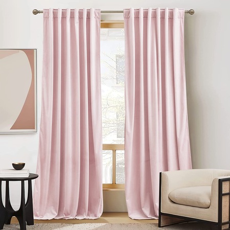 Set doua draperii catifea San Marco, roz, lucrata pe rejansa wave ...