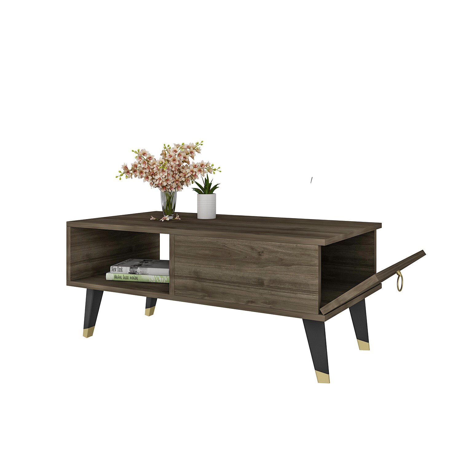 Masuta de cafea, Delux, Nuc, 90 x 42 x 45 cm - eMAG.ro