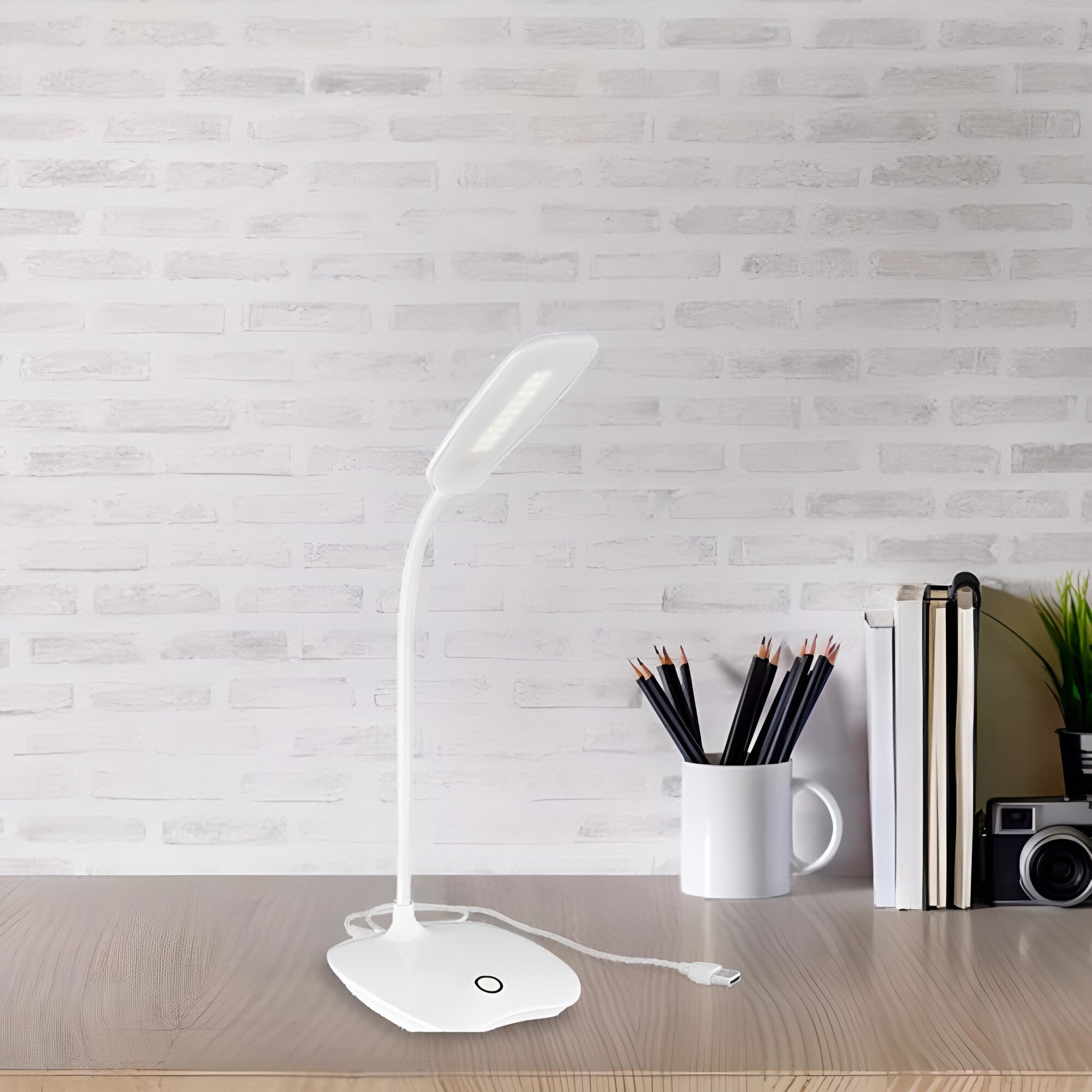 Lampa de birou cu LED, senzor tactil, alba, 14 LED-uri - eMAG.ro