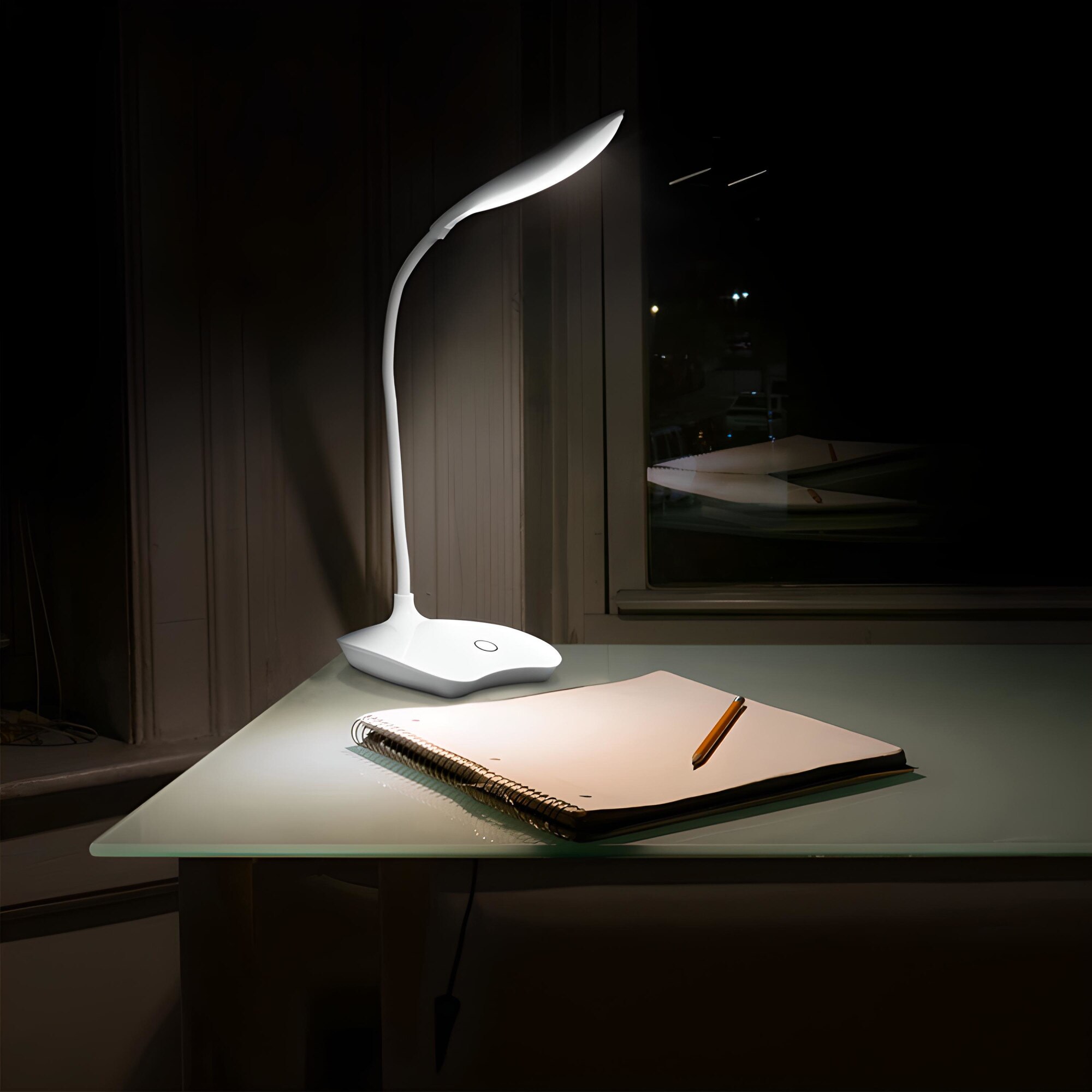 Lampa de birou cu LED, senzor tactil, alba, 14 LED-uri - eMAG.ro