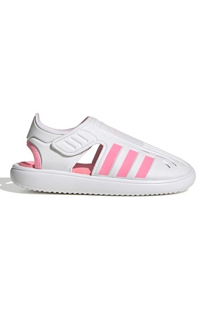adidas Sportswear, Sandale cu varf inchis si logo, Alb, Roz, 34 EU ...