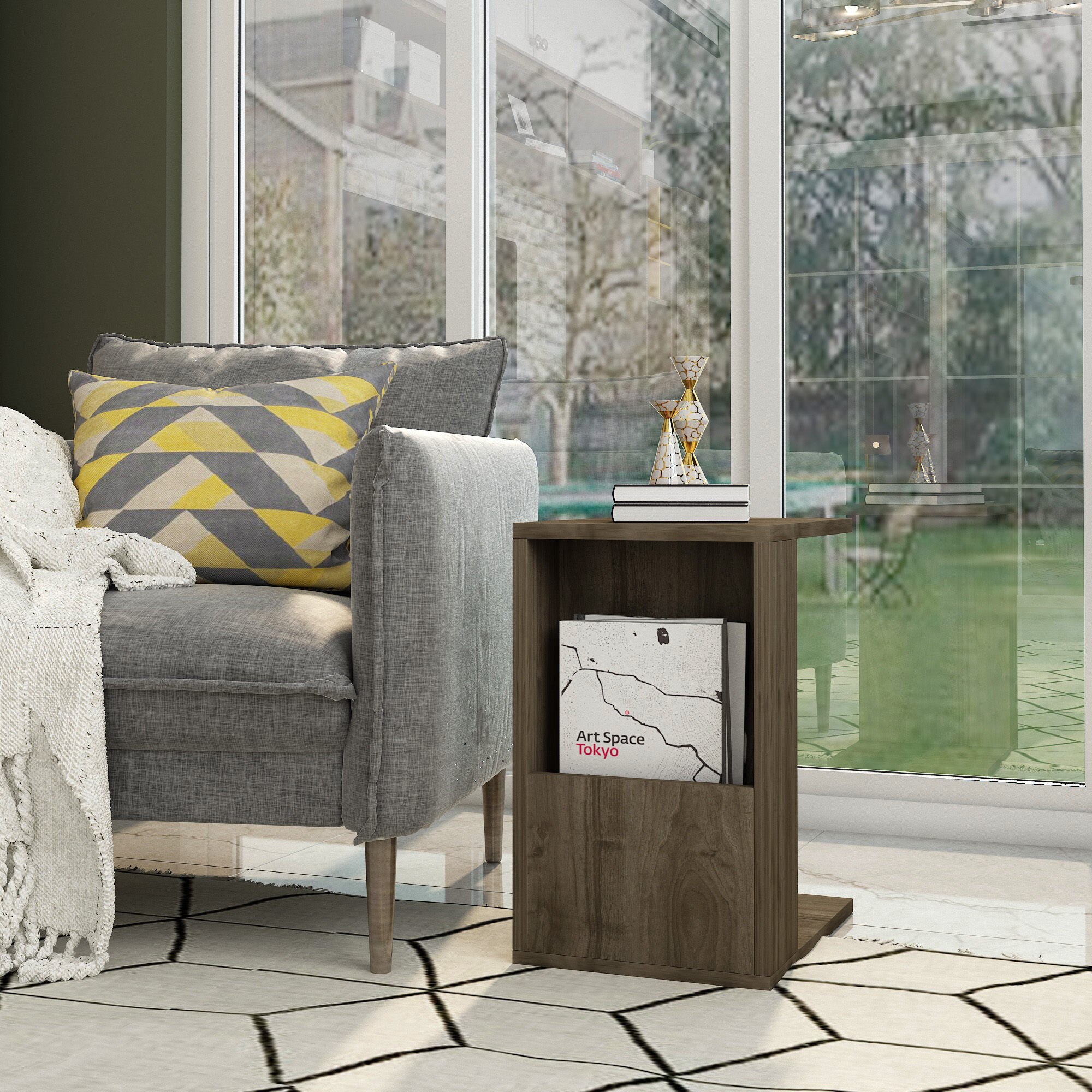 Холна маса Serce, 30 x 50 x 40 см, Орех - eMAG.bg