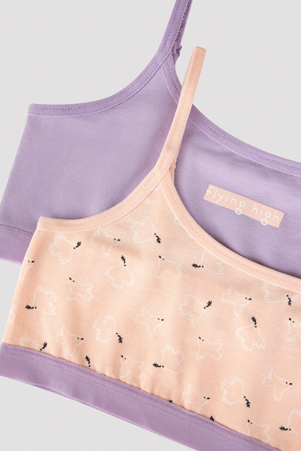 Penti, Set de bustiere din amestec de bumbac - 2 piese, Violet, Roz pal ...