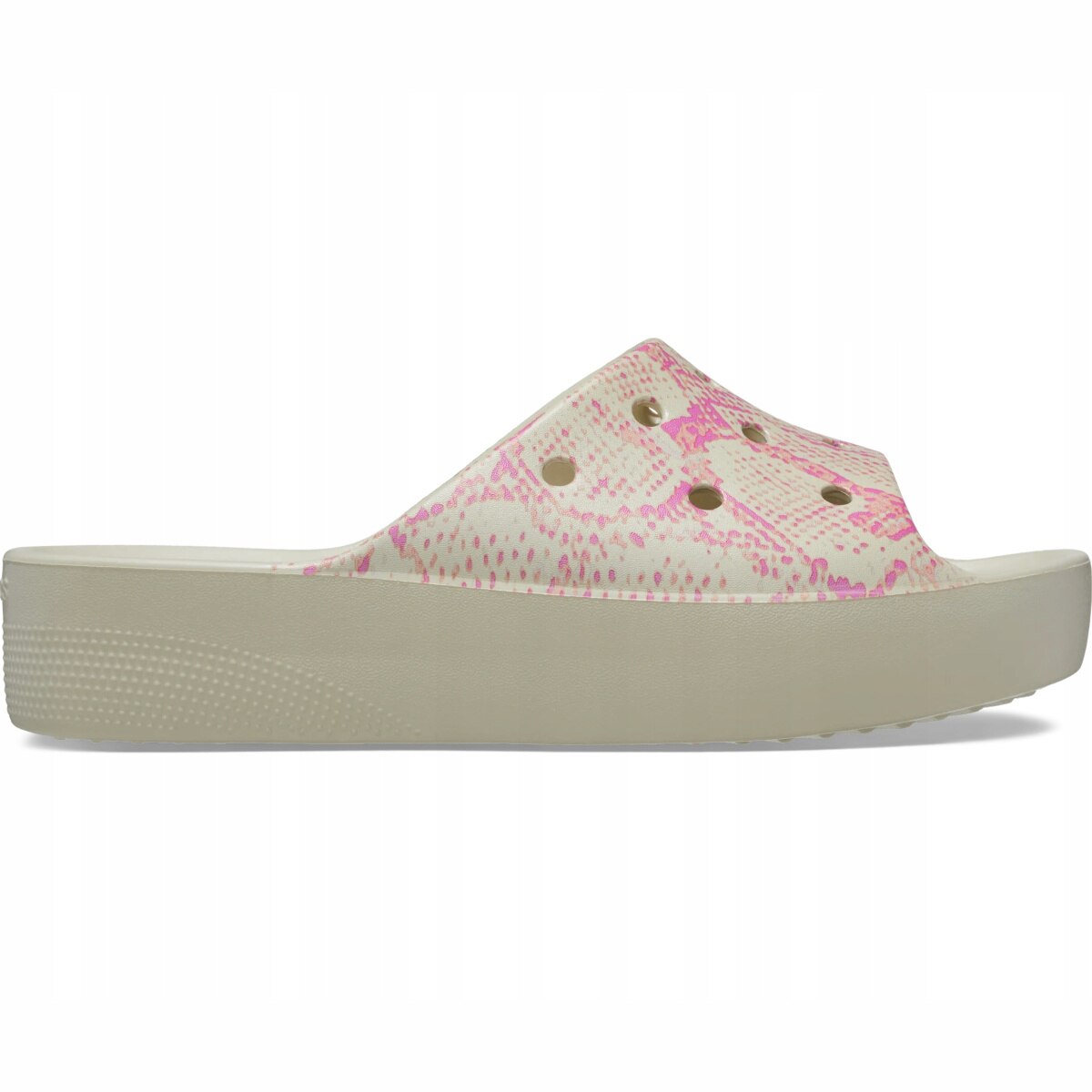 Slapi Femeie, Crocs, Platform Snake Print Slide, Bej, 39-40 EU - eMAG.ro