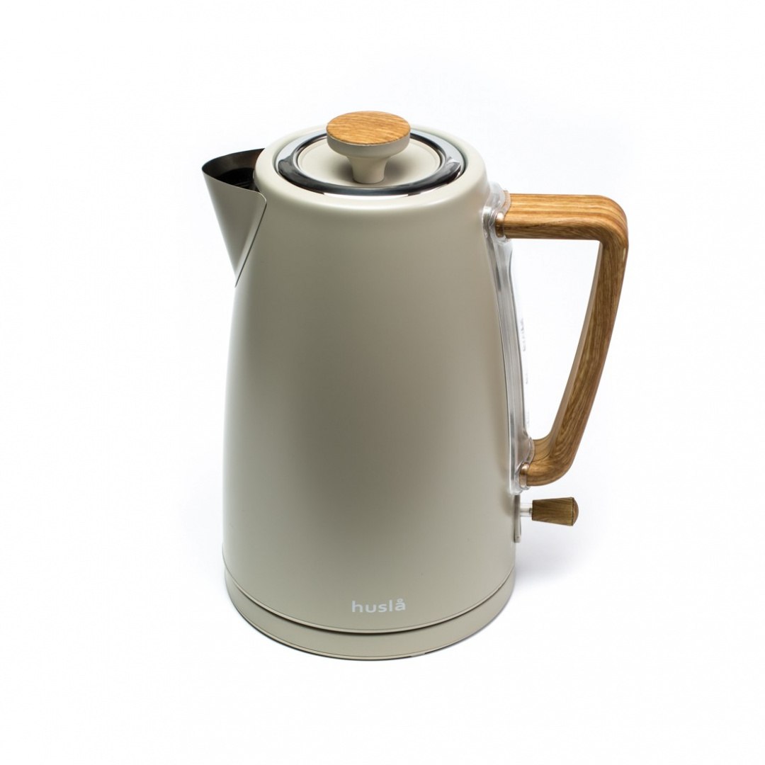 Elektromos vízforraló, Husla, Inox/Fa, 1,7 l, 2000 W, Krém/barna - eMAG.hu
