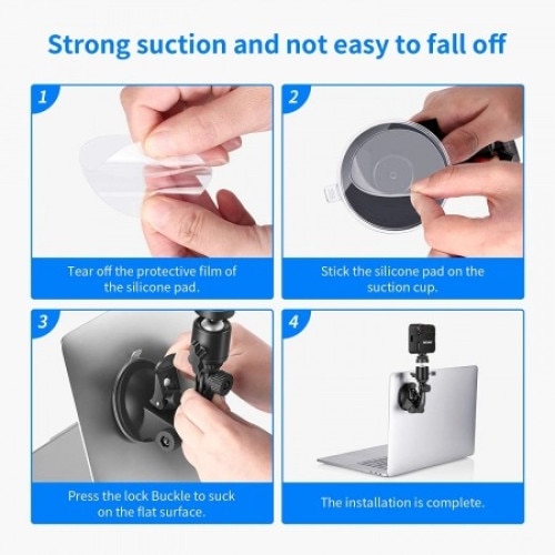 Suport trepied rotativ 360s cu ventuza de prindere si Mini Panou LED ...