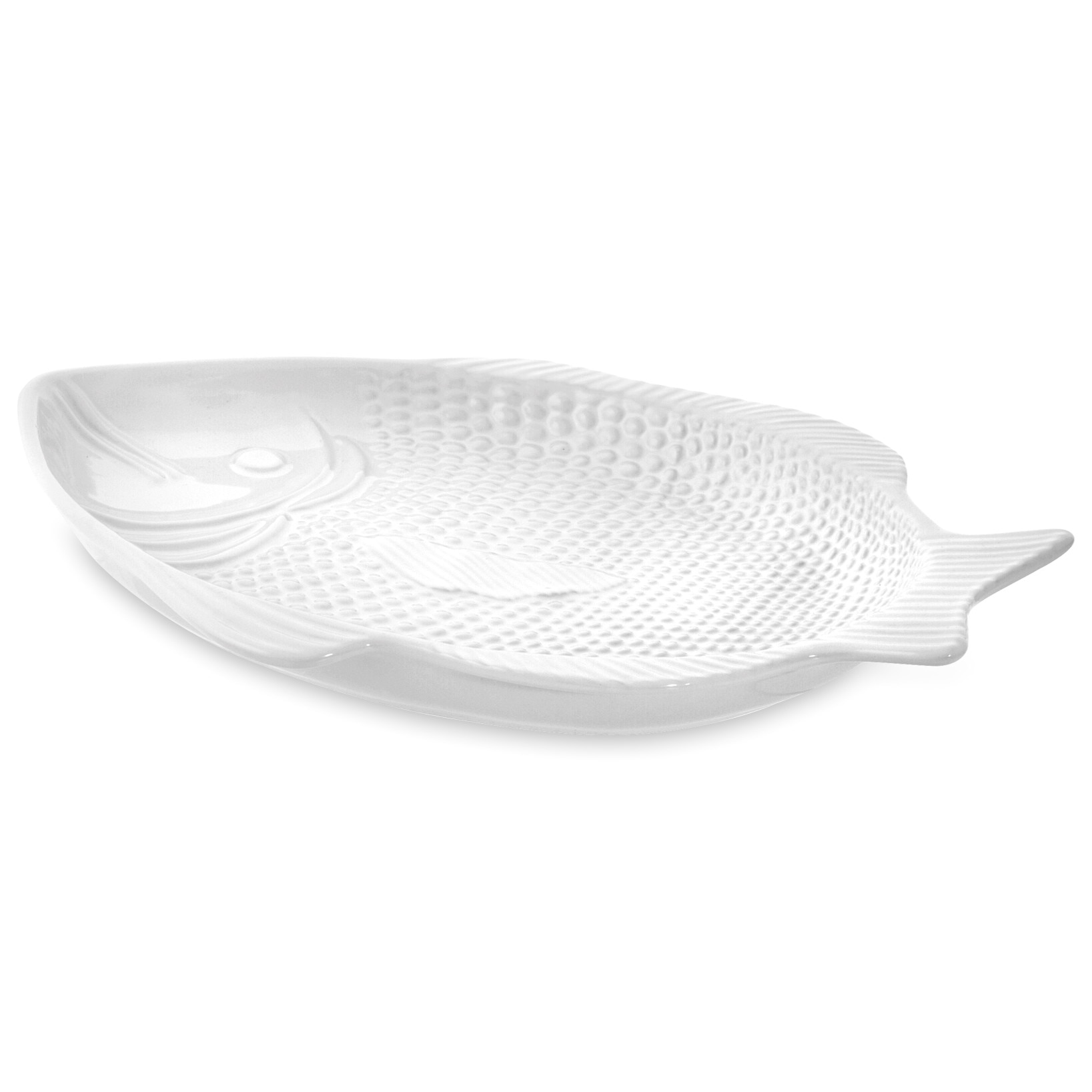 Platou ceramic alb in forma de peste, 37 x 27 x 4.5 cm - eMAG.ro