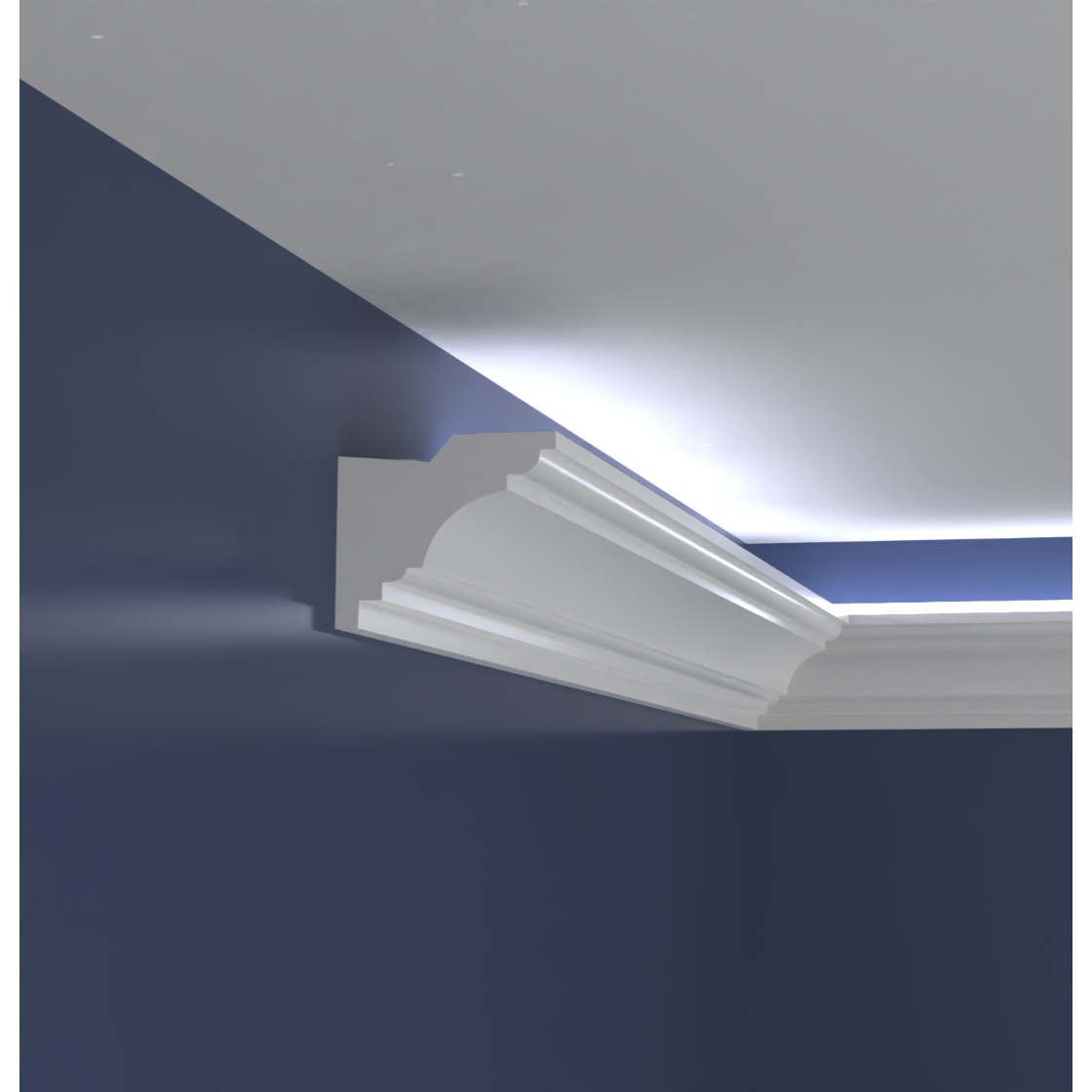 Bagheta decorativa pentru banda led din polistiren extrudat, alb 84×99× ...