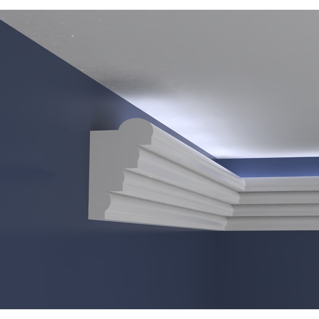 Bagheta decorativa pentru banda led din polistiren extrudat, alb 135×83 ...