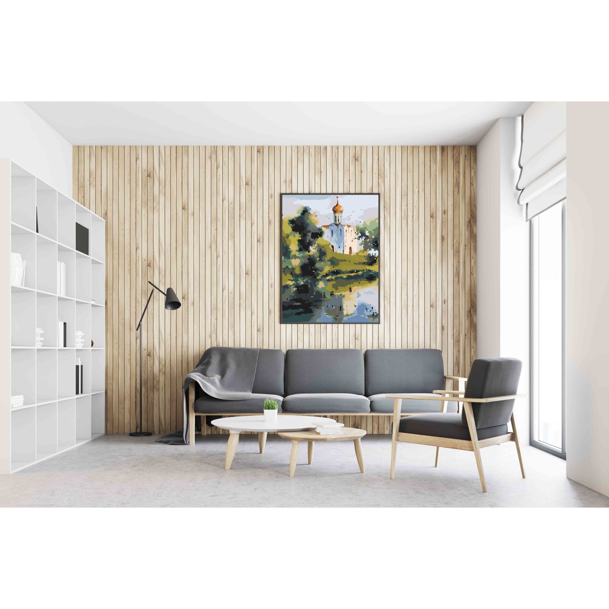 Set pictura pe numere Biserica 3392, panza bumbac pe rama lemn, 40x50 ...