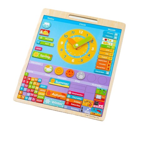 Calendar in limba engleza, Bigjigs, Lemn, Multicolor, 3 ani+ - eMAG.ro