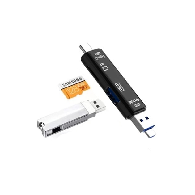 Cititor card microSD si adaptor multifunctional USB-C USB 2.0 Micro-USB ...