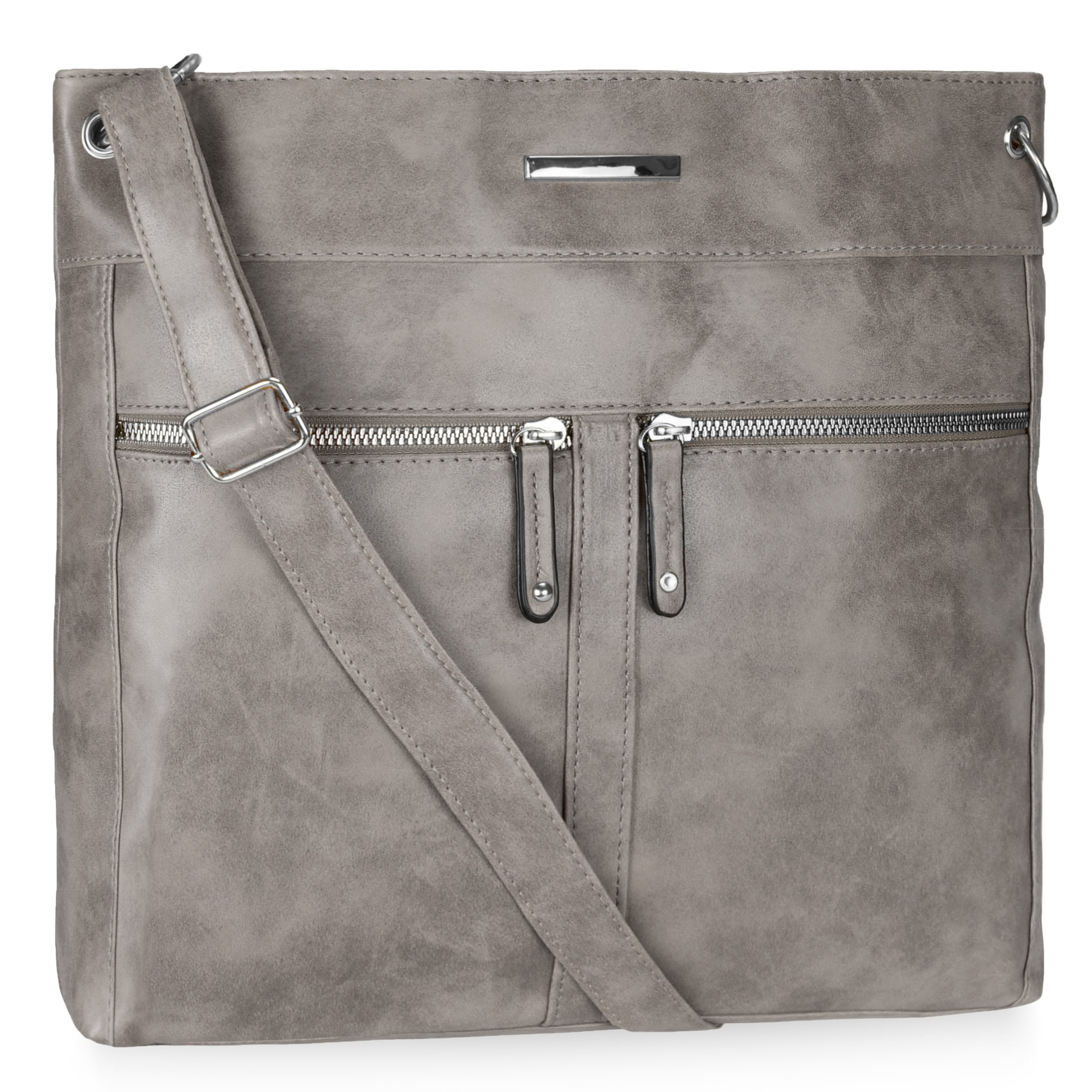 Geanta de umar dama, Adleys, Piele ecologica, 31 x 37 x 8 cm, Gri FB310 ...