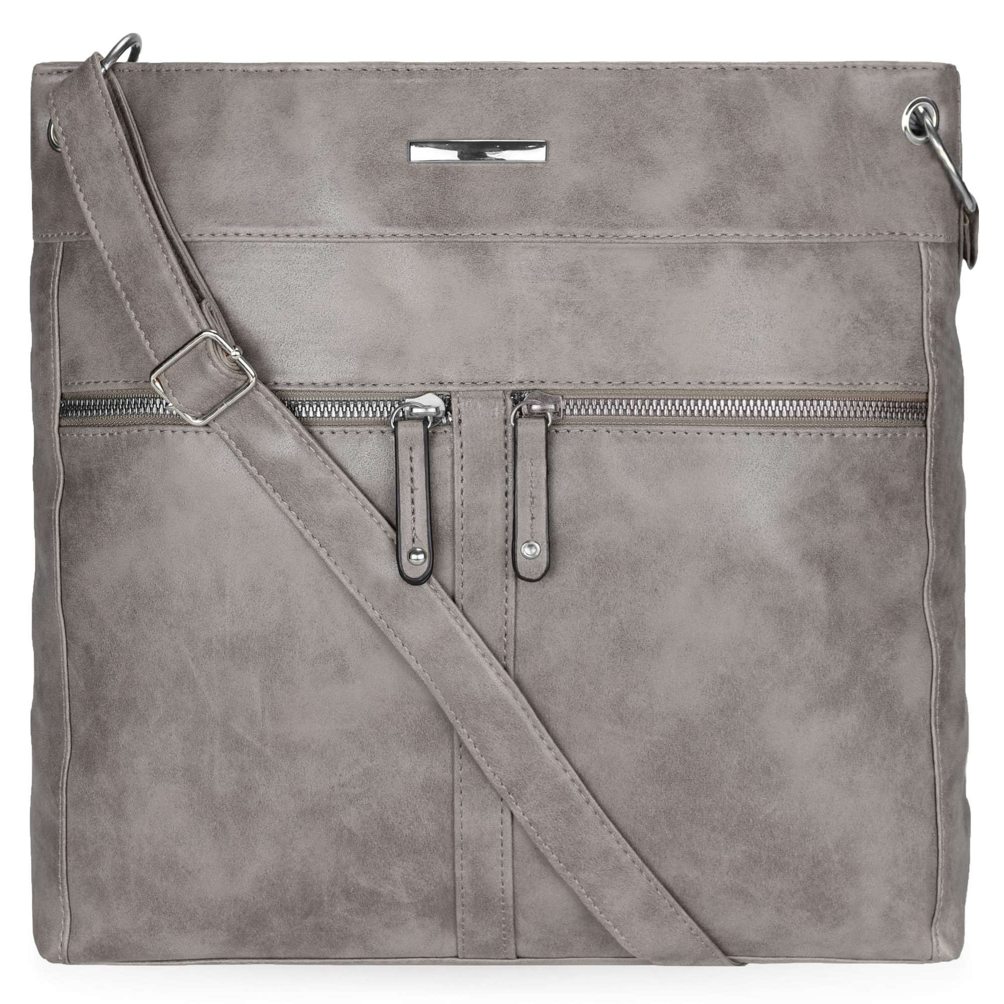 Geanta de umar dama, Adleys, Piele ecologica, 31 x 37 x 8 cm, Gri FB310 ...