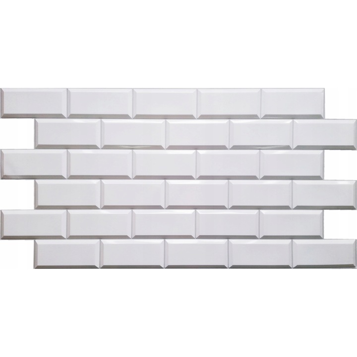 Placi de mozaic, panouri de perete din PVC, tigla alba, chit gri, Grey ...