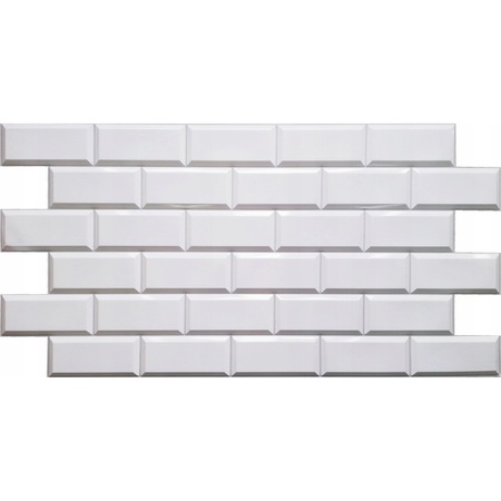 Placi de mozaic, panouri de perete din PVC, tigla alba, chit gri, Grey ...