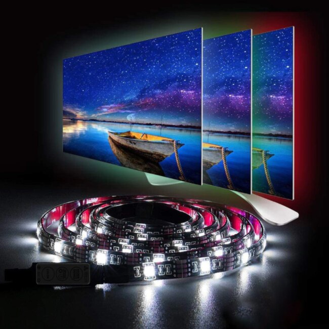 Kit Banda RGB LED TV modulara 4 prinderi cu Bluetooth 021AB - eMAG.ro