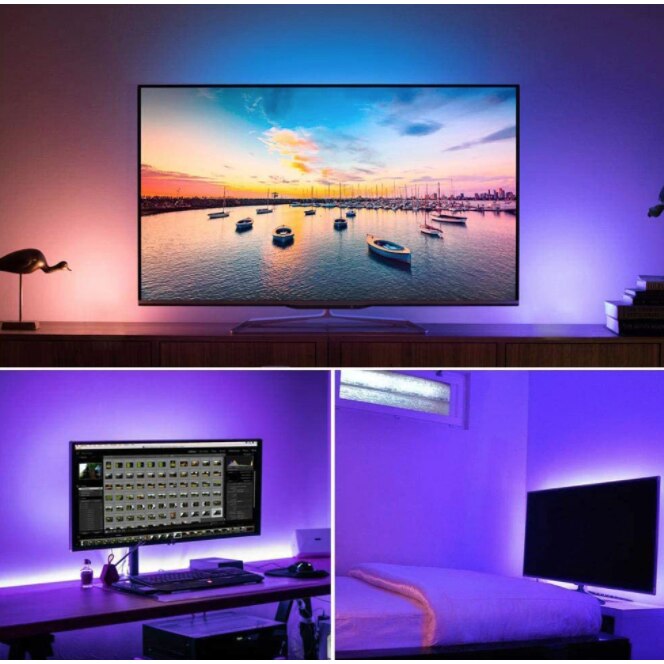 Kit Banda RGB LED TV modulara 4 prinderi cu Bluetooth 021AB - eMAG.ro