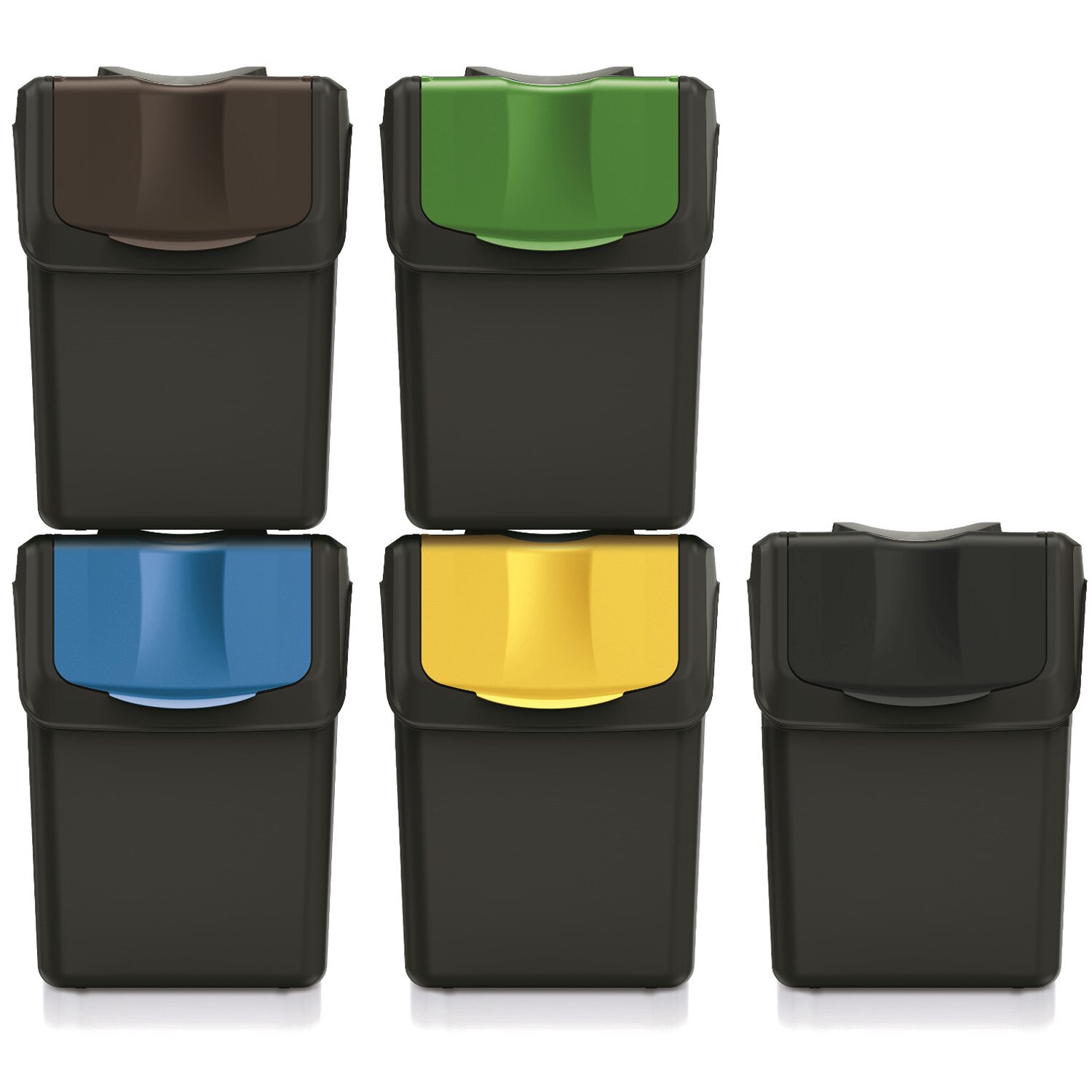 Set 5 cosuri pentru colectare selectiva Prosperplast, Sortibox, 39.5 x ...