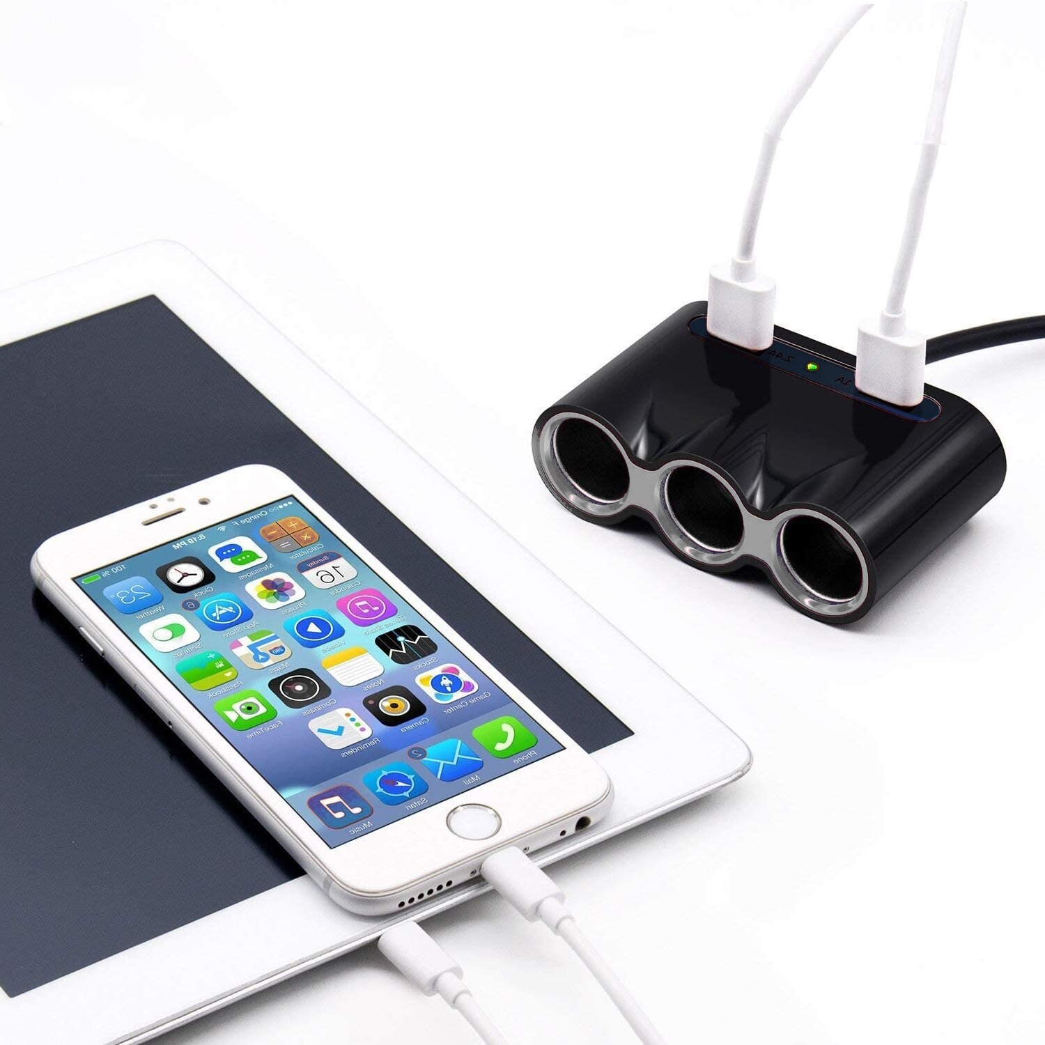 Multiplicator Mufa Priza Bricheta Auto cu 3 iesiri 12V-24V, 2 x USB ...