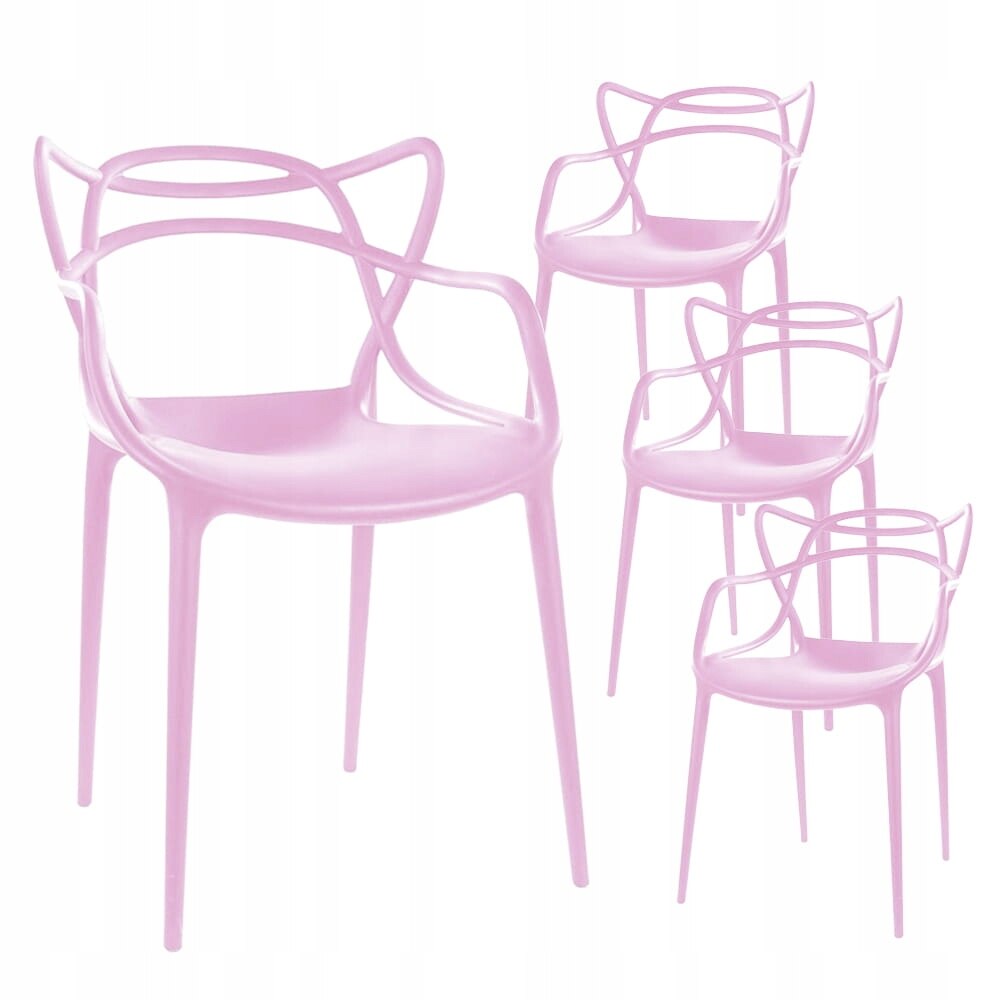 Set 4 Scaune bucatarie din plastic, Zolta, tip Masters, Roz - eMAG.ro