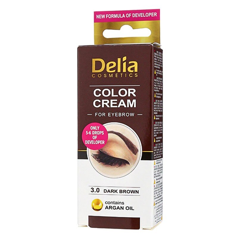 Set Vopsea de Sprancene Delia Ulei Argan Dark Brown 3, 4 Bucati x 15 ml ...