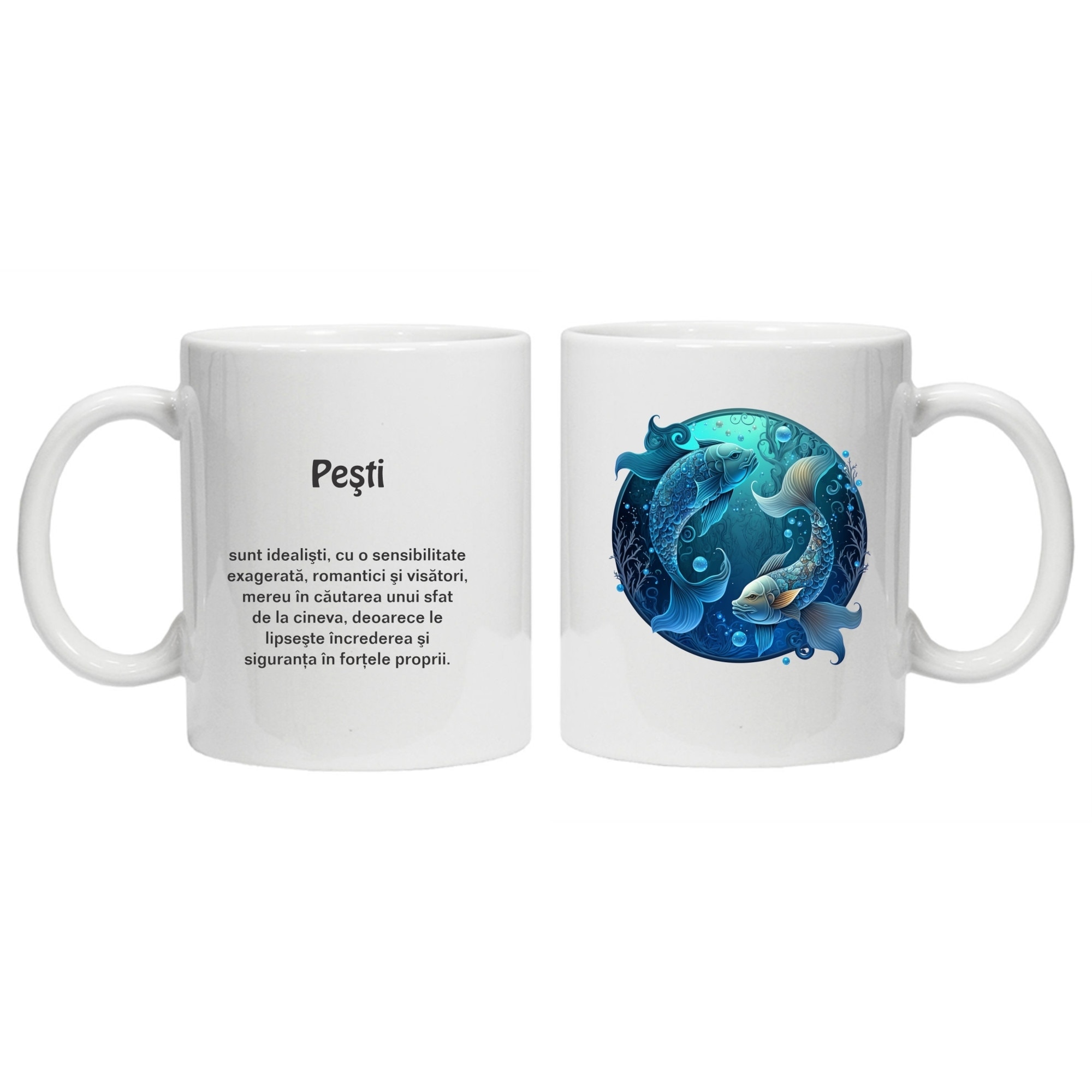 Cana inscriptionata zodiac model pesti, CRD PRINT, 330ml, alba - eMAG.ro
