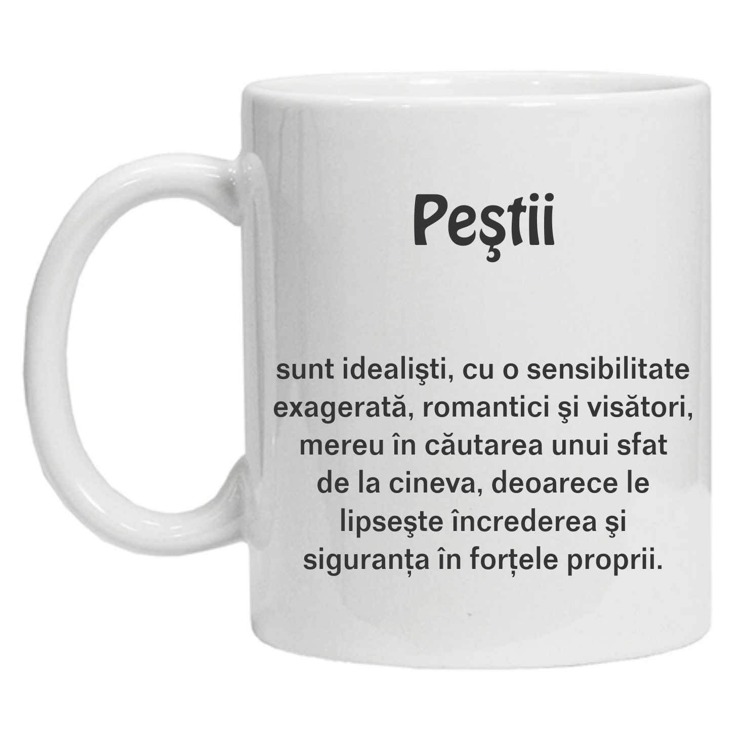 Cana inscriptionata zodiac model pesti, CRD PRINT, 330ml, alba - eMAG.ro