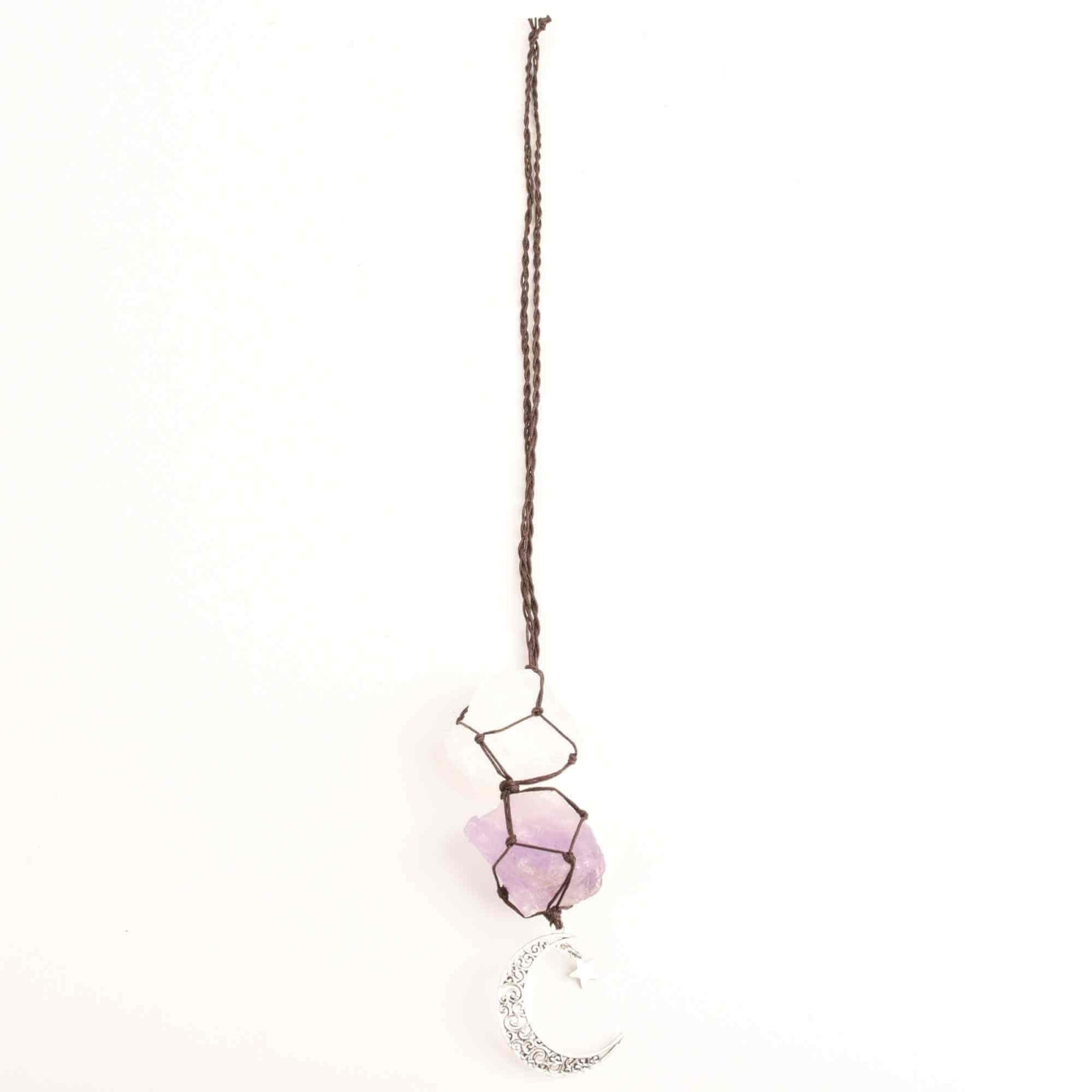 Ornament de agatat cu cristale vindecatoare Cuart Transparent si ...